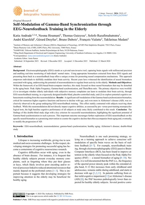 Pdf Self Modulation Of Gamma Band Synchronization Through Eeg