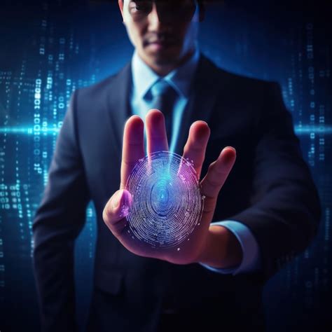 Premium Ai Image Hologram Fingerprint Male Hand Scanning Fingerprints Concept Of Fingerprint