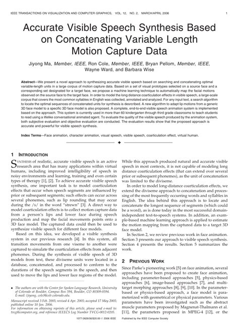 pdf accurate visible speech synthesis based on concatenating variable