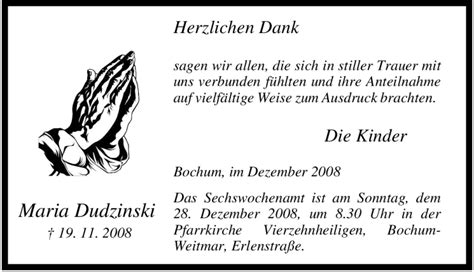 Traueranzeigen Von Maria Dudzinski Trauer In Nrw De