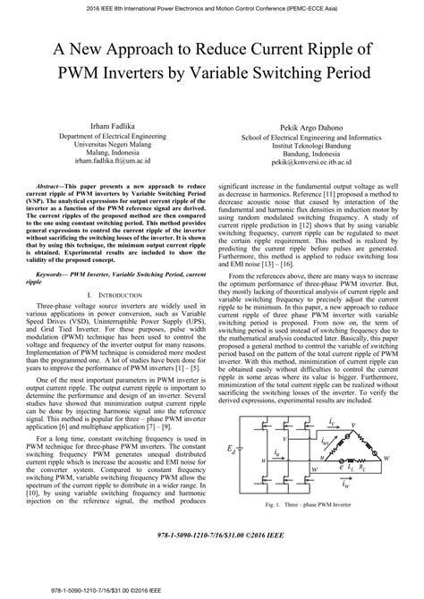 Pdf A New Approach To Reduce Current Ripple Of Pwm Inverters By