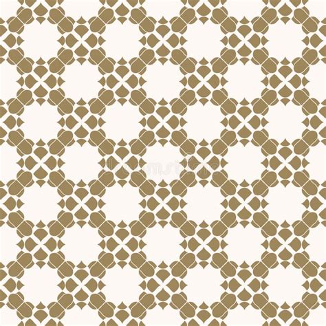 Vector Golden Abstract Seamless Pattern With Flower Shapes Curved Mesh Lattice Stock Vector