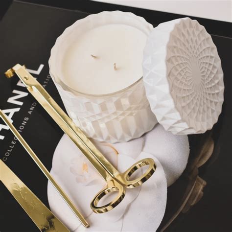 Luxurious Candle In White Glass Jar Natural Succulents