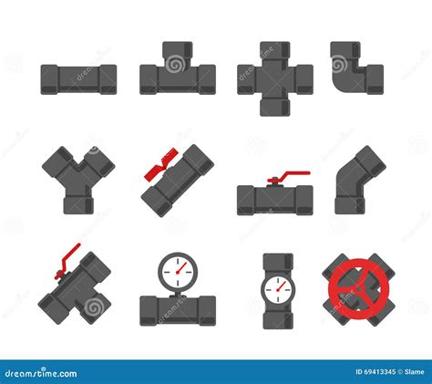 Pipe Fitting Vector Set Pipeline Vector Illustration Pipe Fitting For Repair Home Gas Pipe