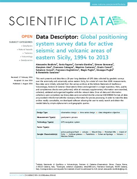 Pdf Global Positioning System Survey Data For Active Seismic And