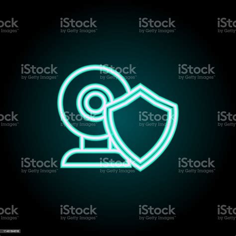 웹 카메라 네온 아이콘 방패 바이러스의 요소 안티 바이러스 세트 웹사이트 웹 디자인 모바일 앱 정보 그래픽에 대 한 간단한 아이콘 개념에 대한 스톡 벡터 아트 및 기타