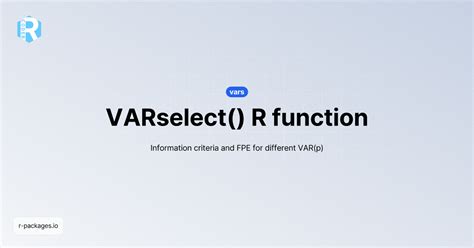 varselect r function from [vars] r packages