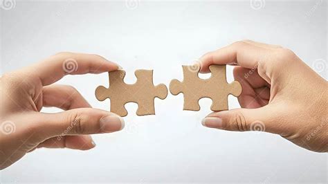 Two Hands Holding Matching Puzzle Pieces Symbolizing Connection Stock Illustration