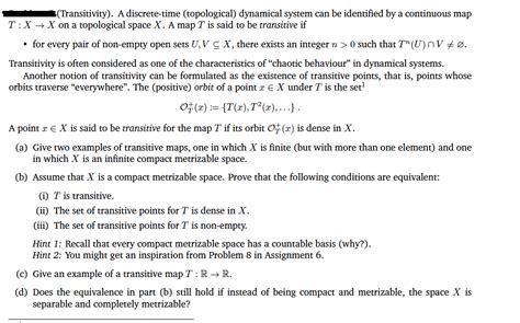 Solved Transitivity A Discrete Time Topological
