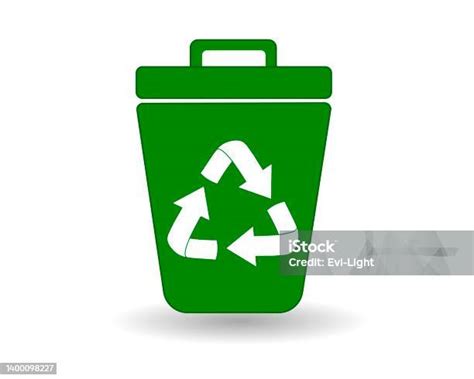 녹색 쓰레기통 재활용 아이콘이있는 평면 아이콘 원의 화살표입니다 폐기물 처리 및 쓰레기 분류를위한 플라스틱 탱크 벡터 일러스트레이션 0명에 대한 스톡 벡터 아트 및 기타