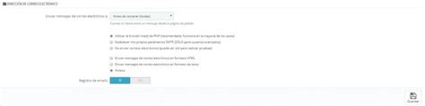 problemas función mail php administración prestashop