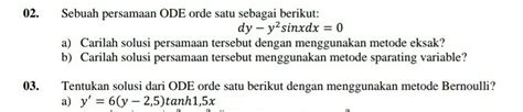02 Sebuah Persamaan Ode Orde Satu Sebagai Berikut