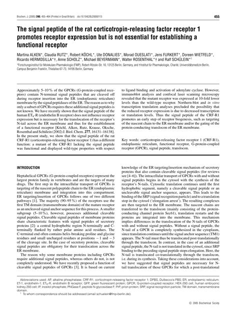 Pdf The Signal Peptide Of The Rat Corticotropin Releasing Factor