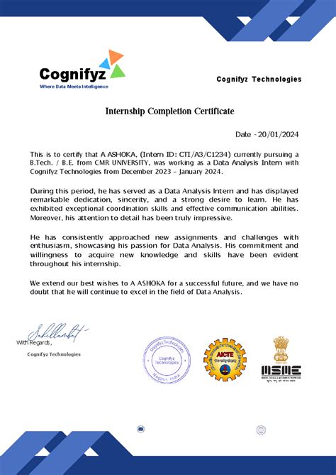 705880657 Internship Certificate With Regards Cognifyz Where Data Meets Intelligence Cognifyz