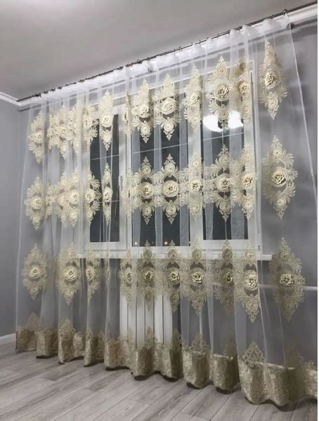 Тюль для комнаты сетка, ширина 300см, высота 270см, с вышивкой, для ...