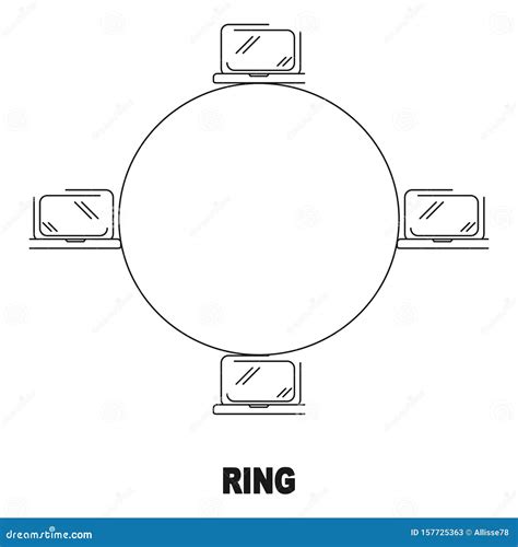Ring Network Topology Vector Black Linear Flat Style Icon Stock Vector Illustration Of Concept