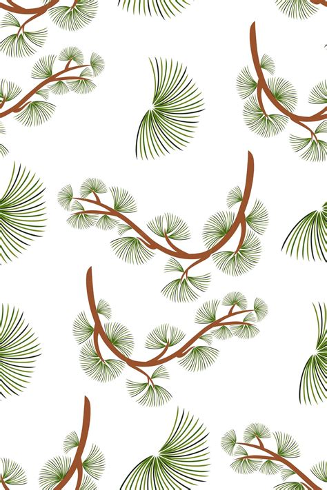 Premium Vector Cedar Twig Patternevergreen Plant And Tree Seamless Pattern Background With