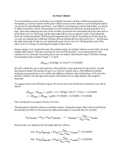 Physics Collision Problem Icy Road Collision You Are Travelling On An Icy Road When You