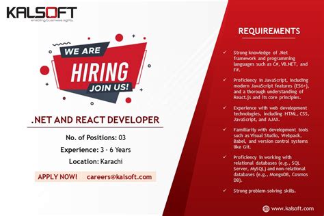 Kalsoft On Linkedin Kalsoft Dotnet React Developers Karachi Hiring Jobhiring Jobalert