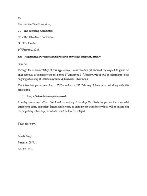 Application For Attendance Pdf