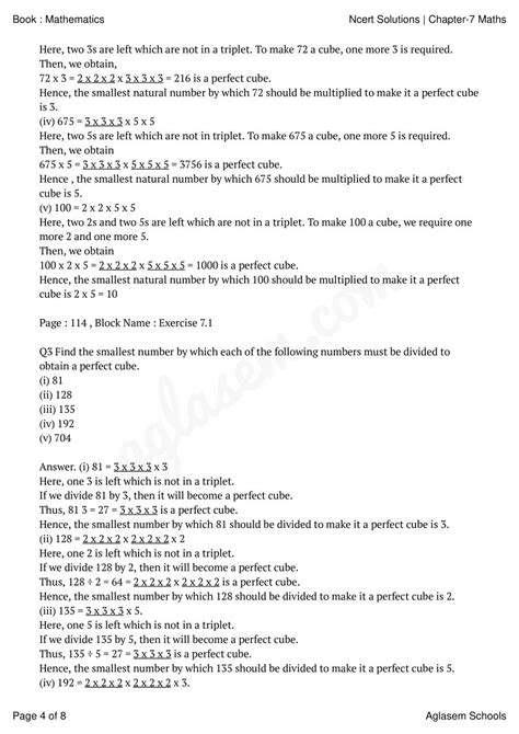 NCERT Solutions For Class Maths Chapter Cubes And Cube Roots PDF