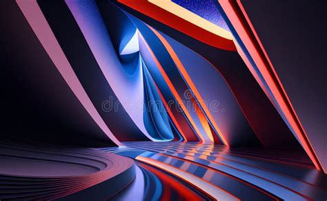 Vibrant Swirls And Geometric Patterns On Purple Abstract Background Generative Ai Stock