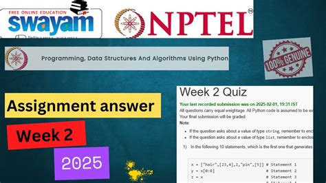Nptel Week 2 Programming Data Structures And Algorithms In Python