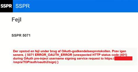 Sspr 401 Error During Oauth Pre Inject Username Signing Service Request