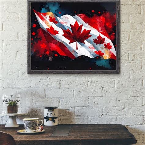 Canada Flag Art Print Patriotic Home Decor Digital Download Etsy