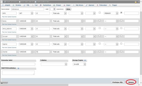 latihan pemrograman web database pada xampp dan php