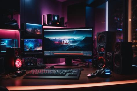 Premium Ai Image General View Of Home Workplace Of Pro Gamer With
