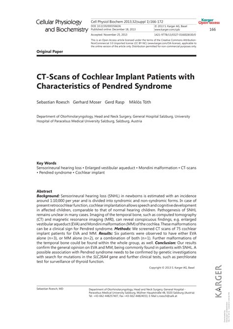 Pdf Ct Scans Of Cochlear Implant Patients With Characteristics Of