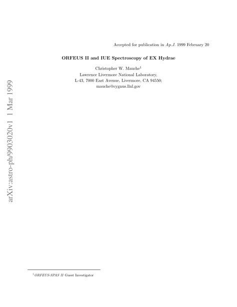 Pdf Orfeus Ii And Iue Spectroscopy Of Ex Hydrae