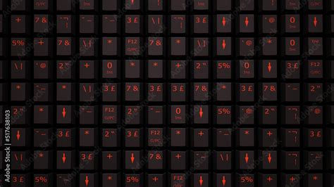 Random Keyboard Symbols Concept Illuminated Orange Keys On A Black