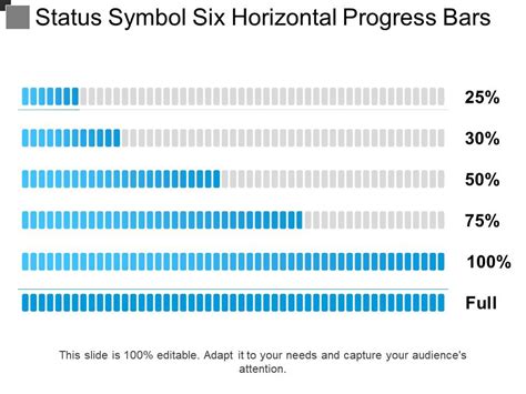 Status Symbol Six Horizontal Progress Bars Powerpoint Slide Template