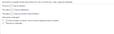 Solved Given That F Is A Quadratic Function With Minimum Chegg