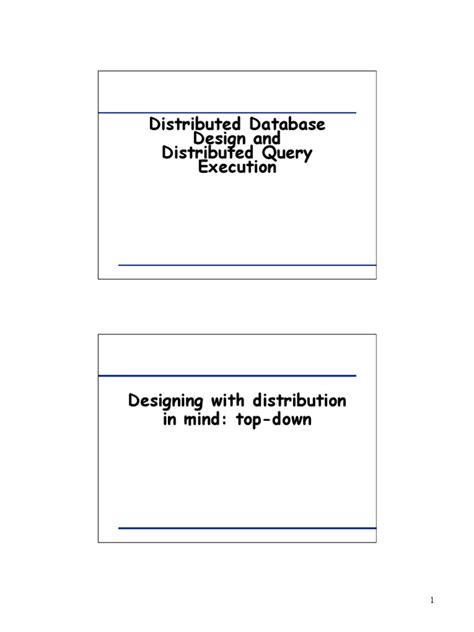 Distributed Database Design And Query Execution Pdf Relational