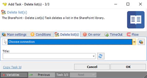 task sharepoint delete list s