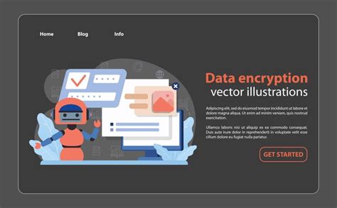 Premium Vector Data Encryption Concept Robot Presents A Monitor Displaying Password Fields And
