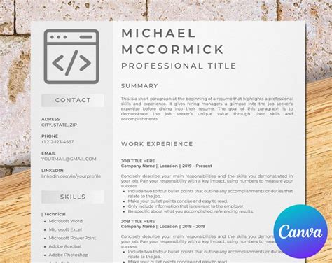 Software Engineer Resume Template For Canva It Resume Template Web Developer Resume