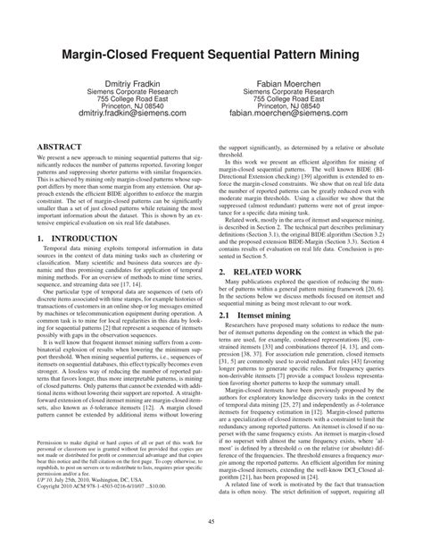Pdf Margin Closed Frequent Sequential Pattern Mining