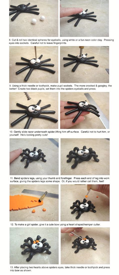 Creme De La Gems Silly Spider Polymer Clay Tutorial DIY