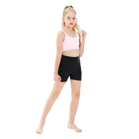 MIVEI Youth Girls 4 Volleyball Spandex Shorts Kid Biker Cheer Dance Yoga Athletic Gymnastics