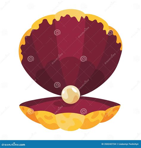 Pearl In The Open Shell Icon Set Open Seashell Scallop Jewelry Vector Symbol Cartoondealer