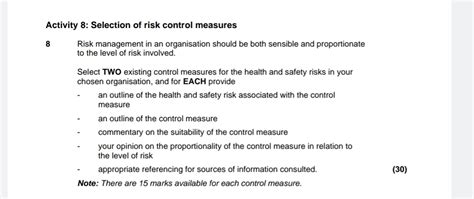 Solved Activity 8 Selection Of Risk Control Measures8 ﻿risk