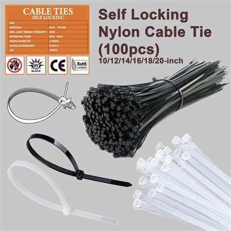 [100pcs] Heavy Duty Self Locking Nylon Cable Tie Multi Purpose Cable Tie 10 12 14 16 18 20