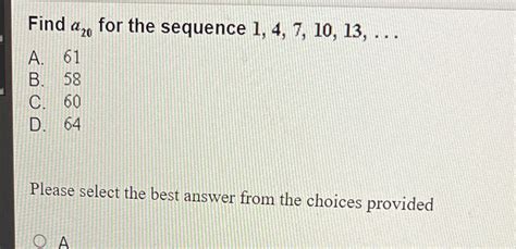 Solved Find a20 ﻿for the sequence | Chegg.com