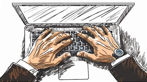 Busy Businessman Typing On Laptop Keyboard With Motion Blur Effect On Hands Premium Ai