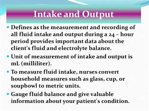 Intake Output Chart Guidelines Ppt Medical Health