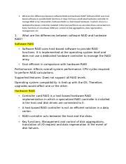 What Are The Differences Between Software RAID And Hardware RAID Docx What Are The